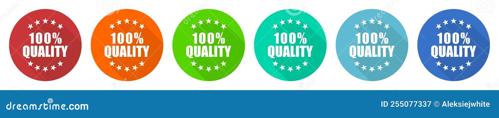 Quality Icon Set, Flat Design Vector Illustration in 6 Colors Options ...
