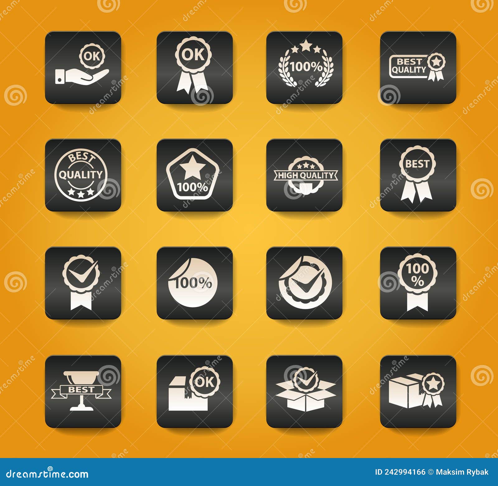 Quality icon set stock vector. Illustration of icon - 242994166