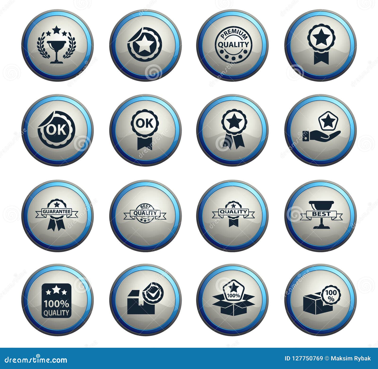 Quality icon set stock vector. Illustration of icon - 127750769