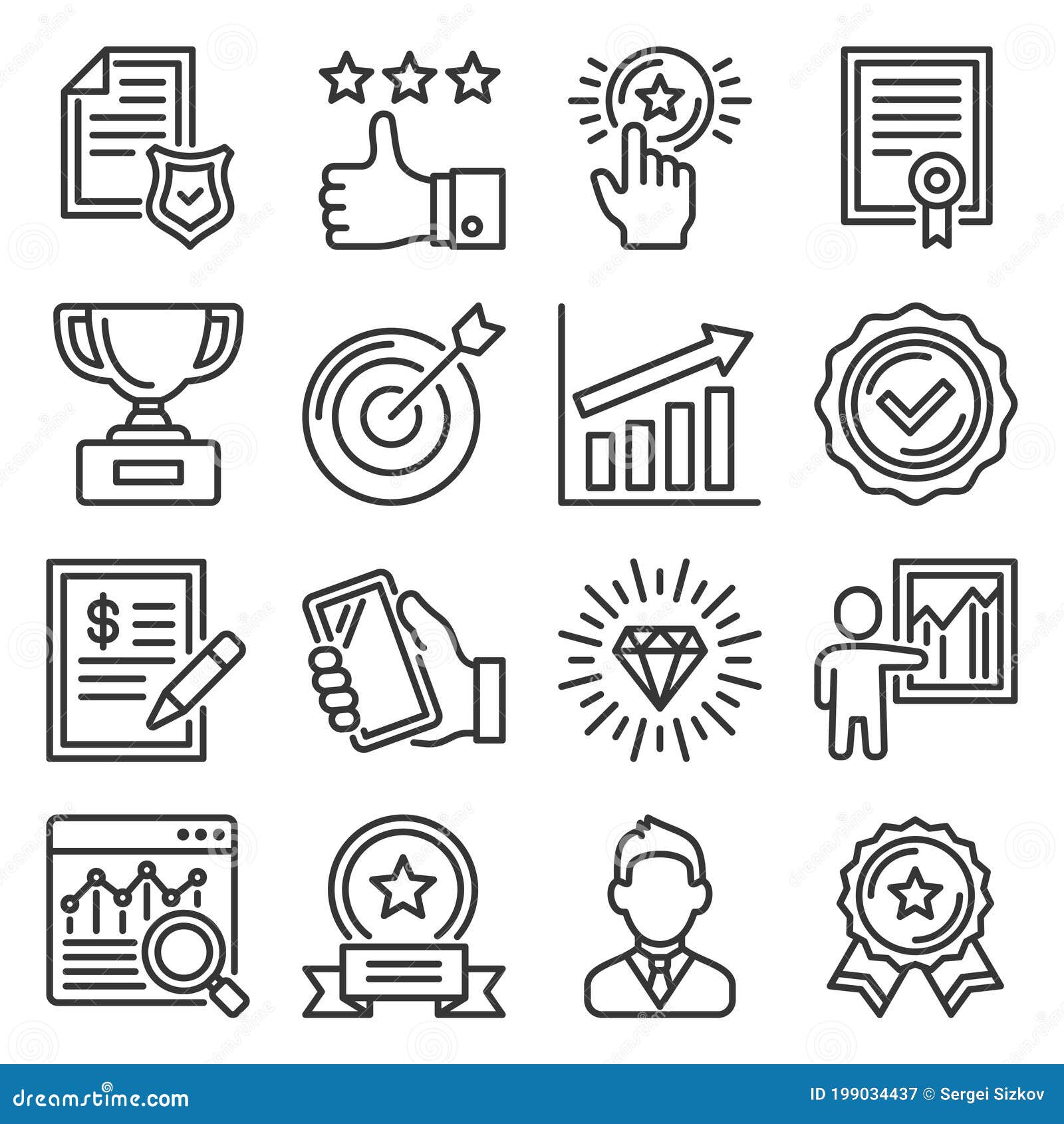 Quality Icons Set on White Background. Vector Stock Vector ...