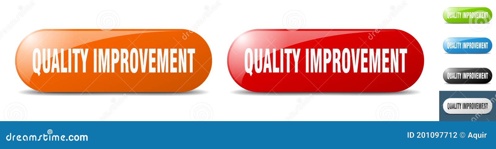 Quality Improvement Button. Key. Sign. Push Button Set Stock Vector ...