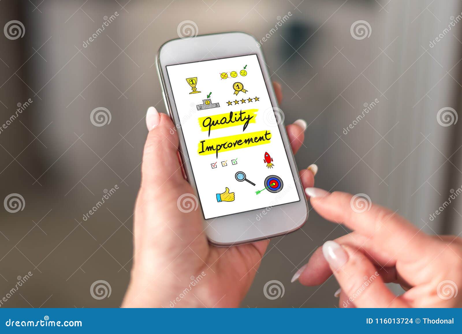 Quality Improvement Concept on a Smartphone Stock Photo - Image of ...