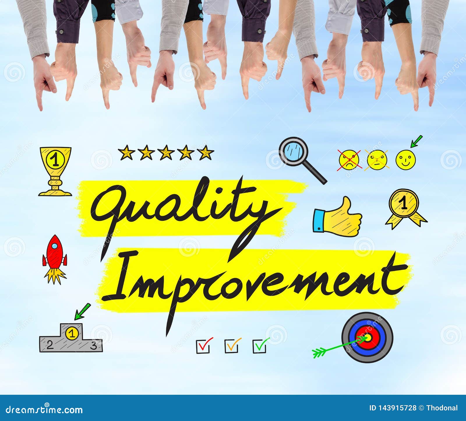 Quality Improvement Concept on a Wall Stock Illustration - Illustration ...