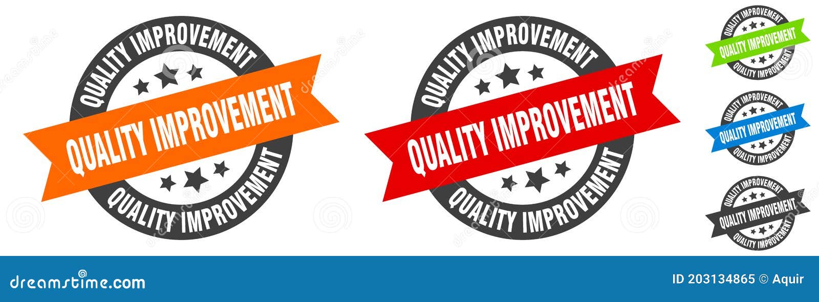 Quality Improvement Stamp. Quality Improvement Round Ribbon Sticker ...