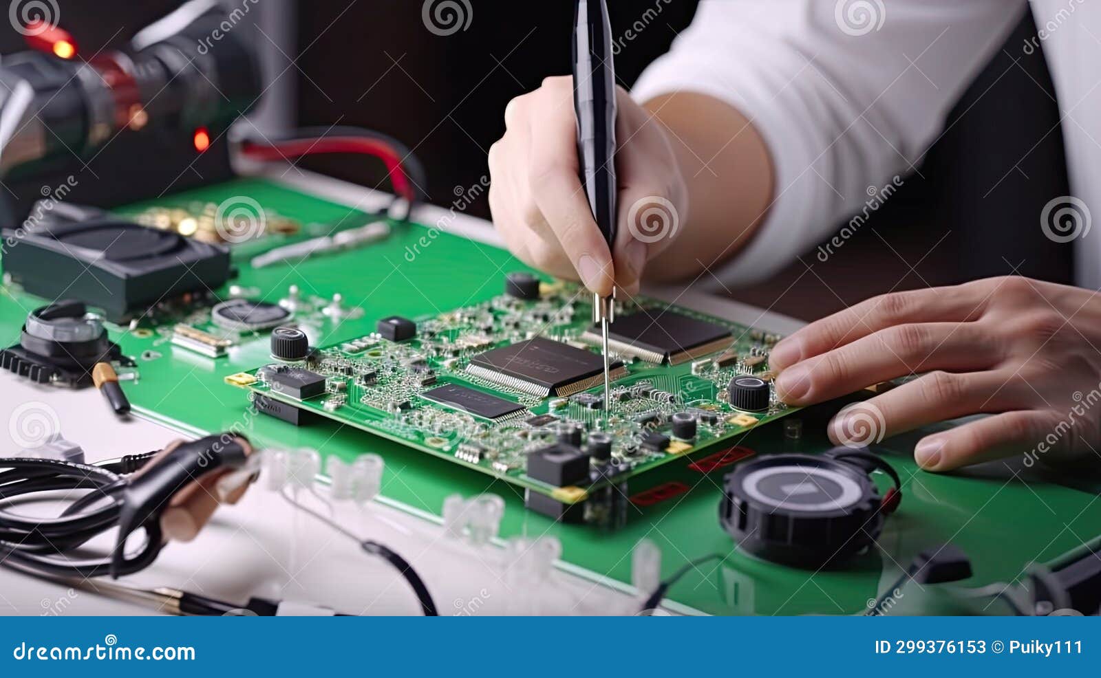 Quality Inspector an Individual Examining Electronics for Defects with ...
