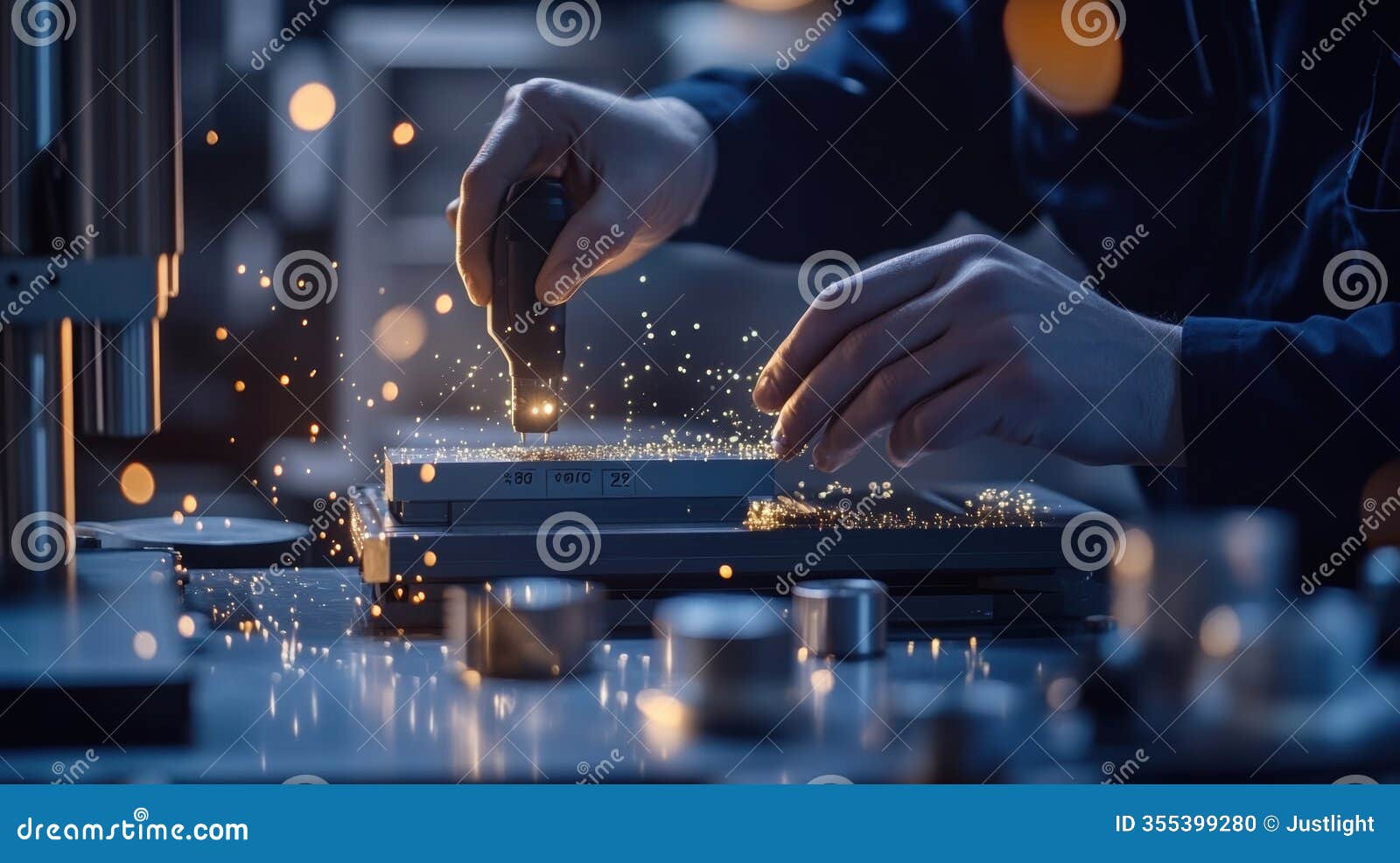 A Quality Inspector Using a Handheld Measurement Tool To Check the ...