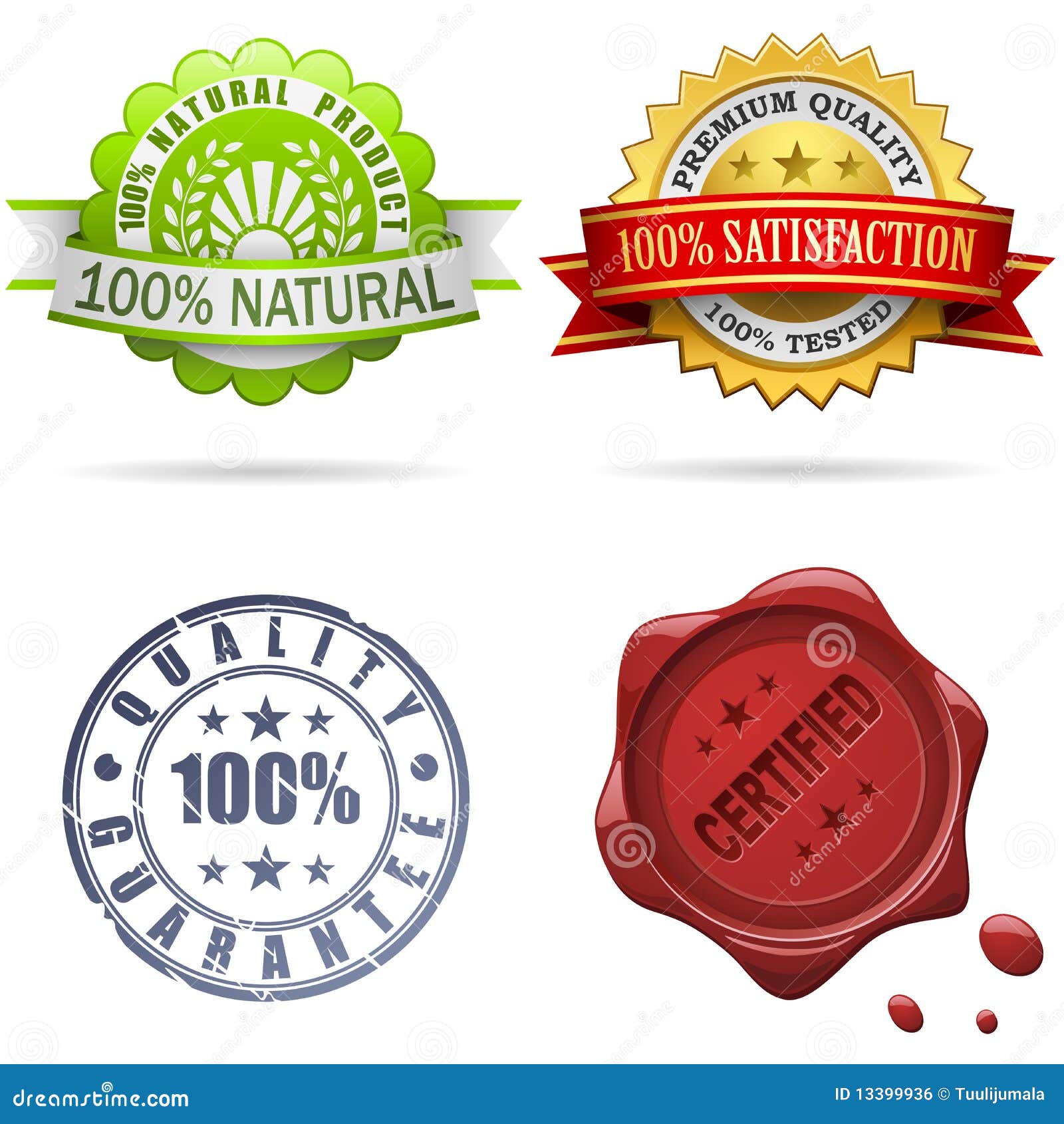 Quality labels and seals stock vector. Illustration of packaging - 13399936