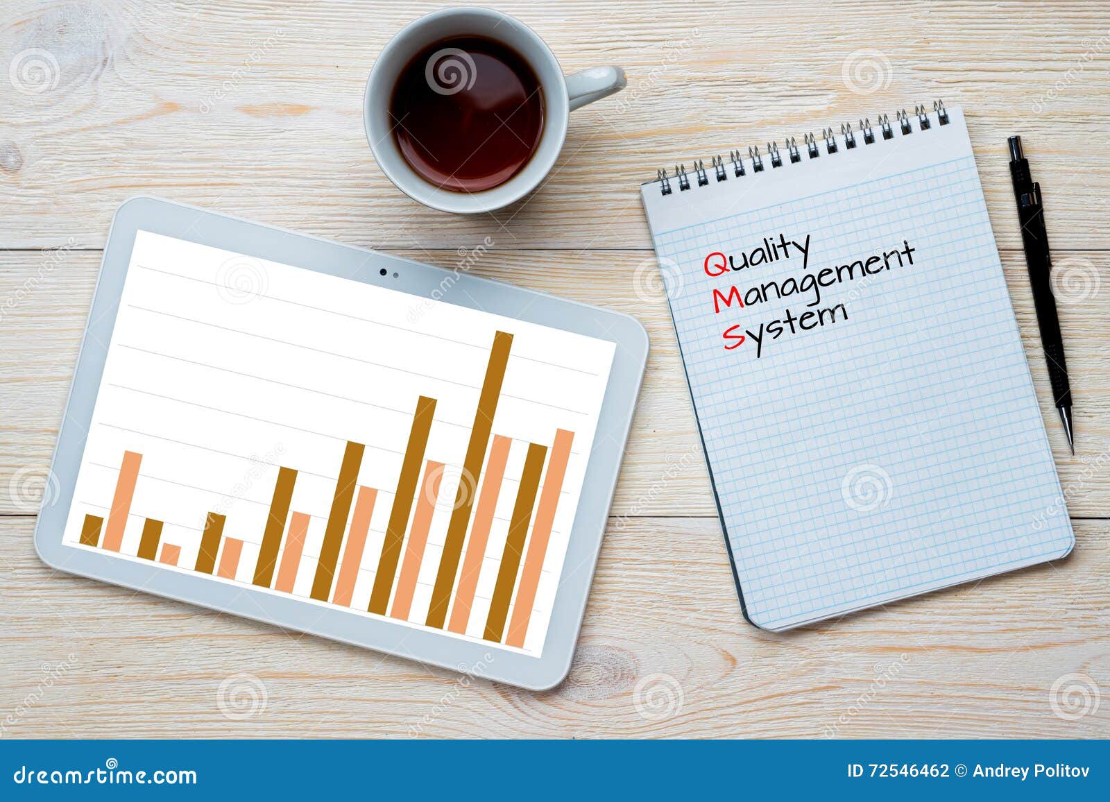 Quality Management System Bar Chart Stock Photo - Image of chart, desk ...