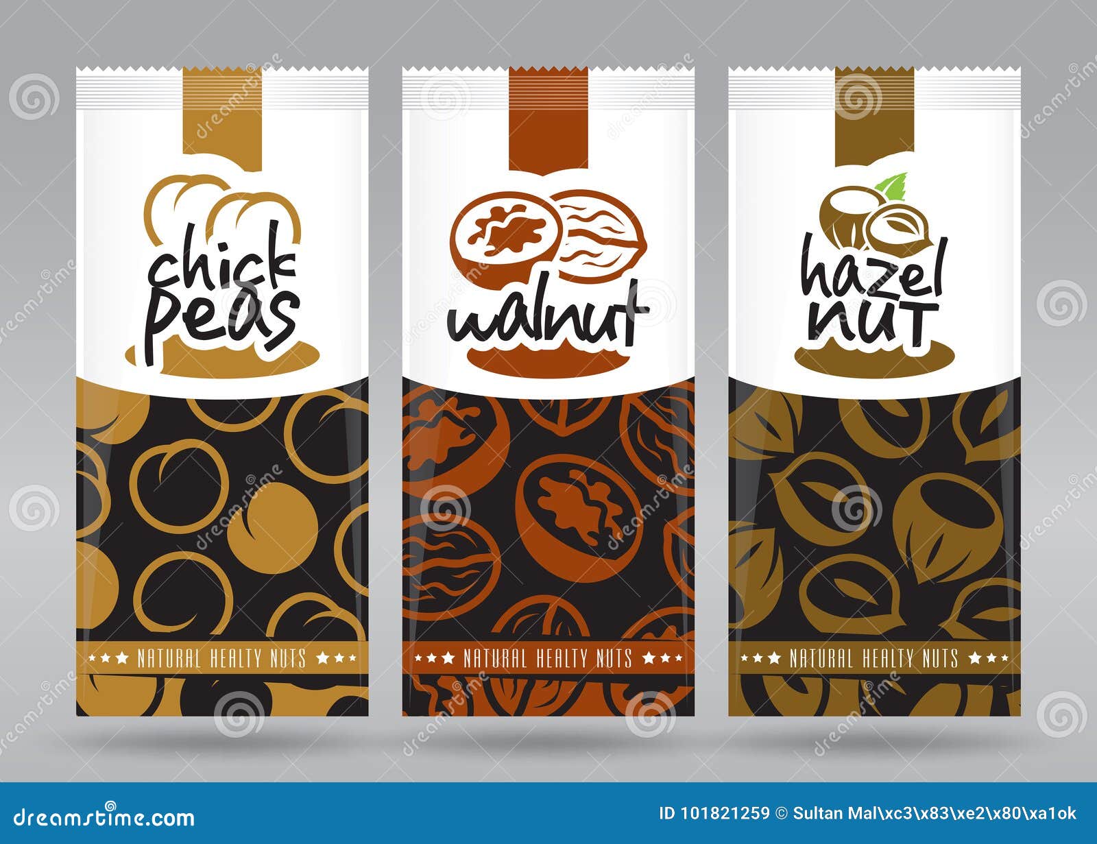 Nuts packaging set 4 stock vector. Illustration of beans - 101821259