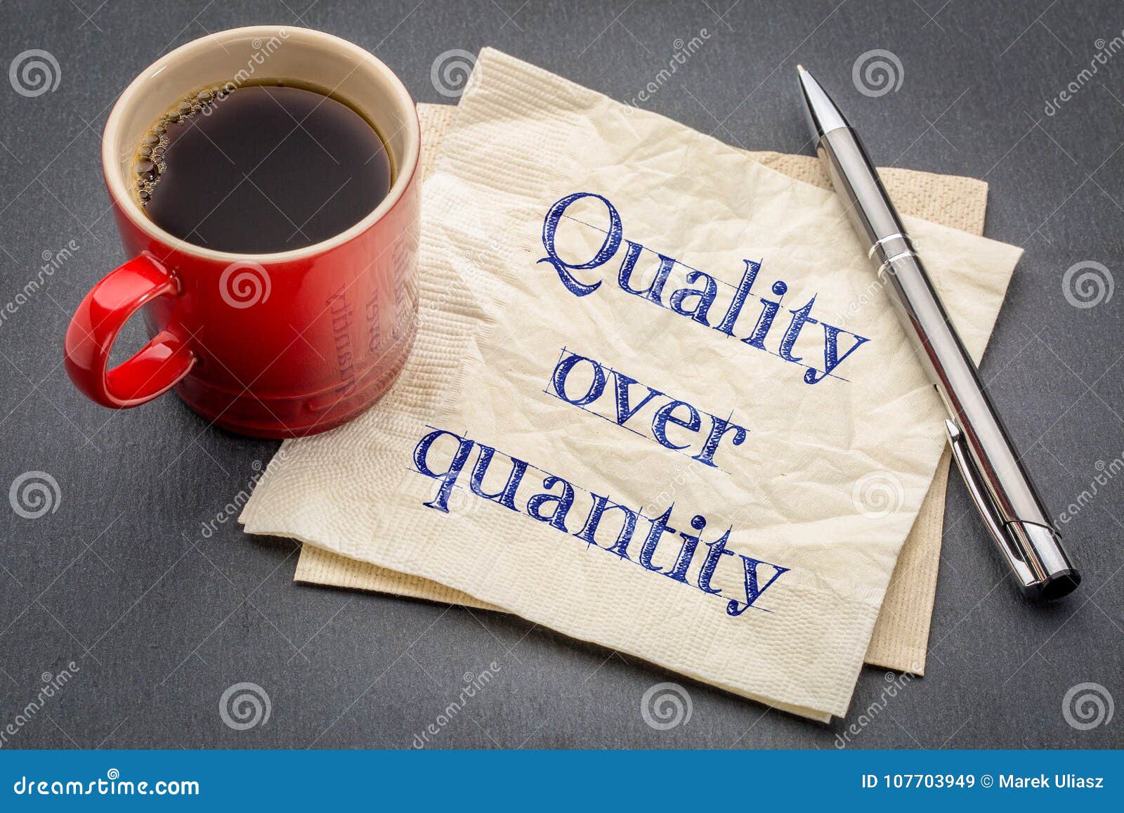 Quality Over Quantity Inspirational Reminder Note Stock Image - Image ...