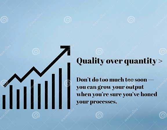 Quality Over Quantity Text Business Concept with Graph Isolated Over ...