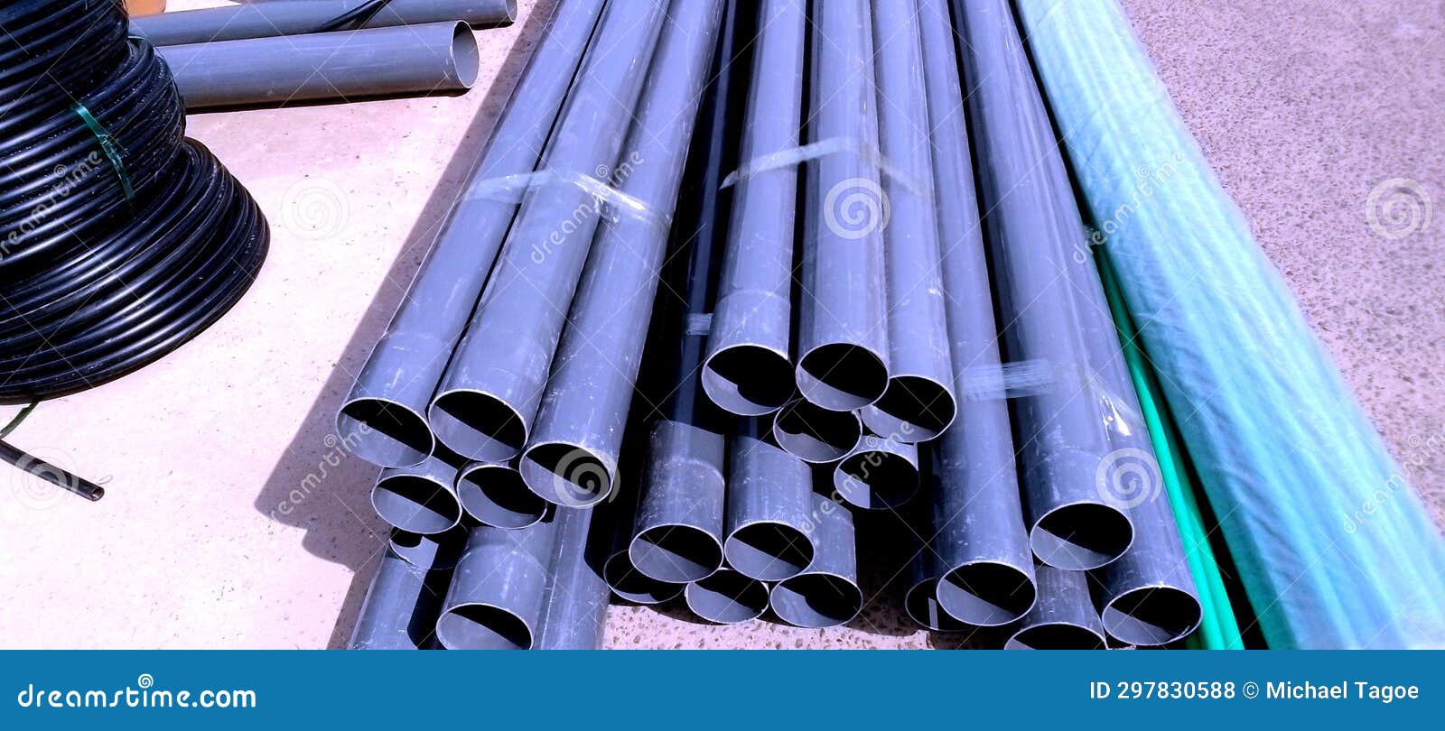 Stacked of pvc pipe stock photo. Image of pipes, closeup - 297830588