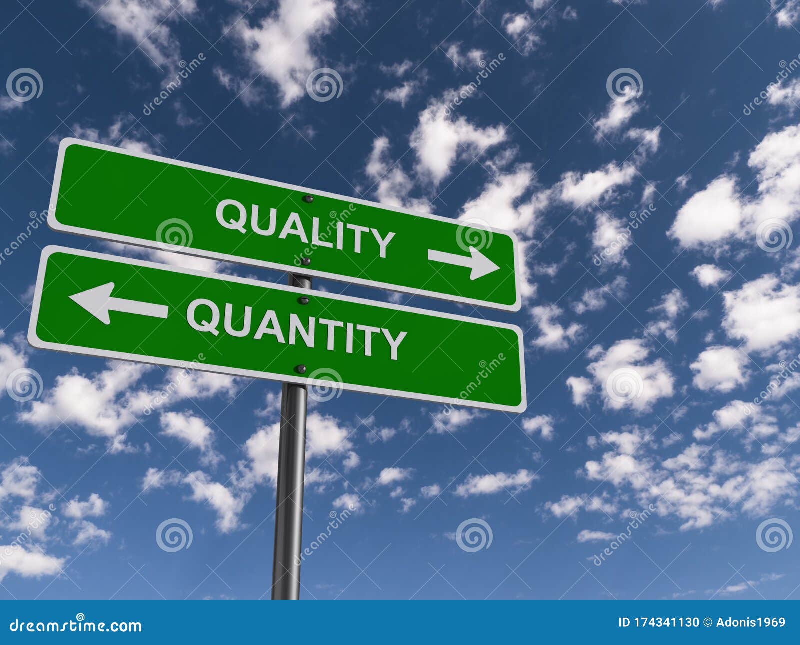 Quality Quantity Traffic Sign Stock Photo - Image of check, roadsign ...