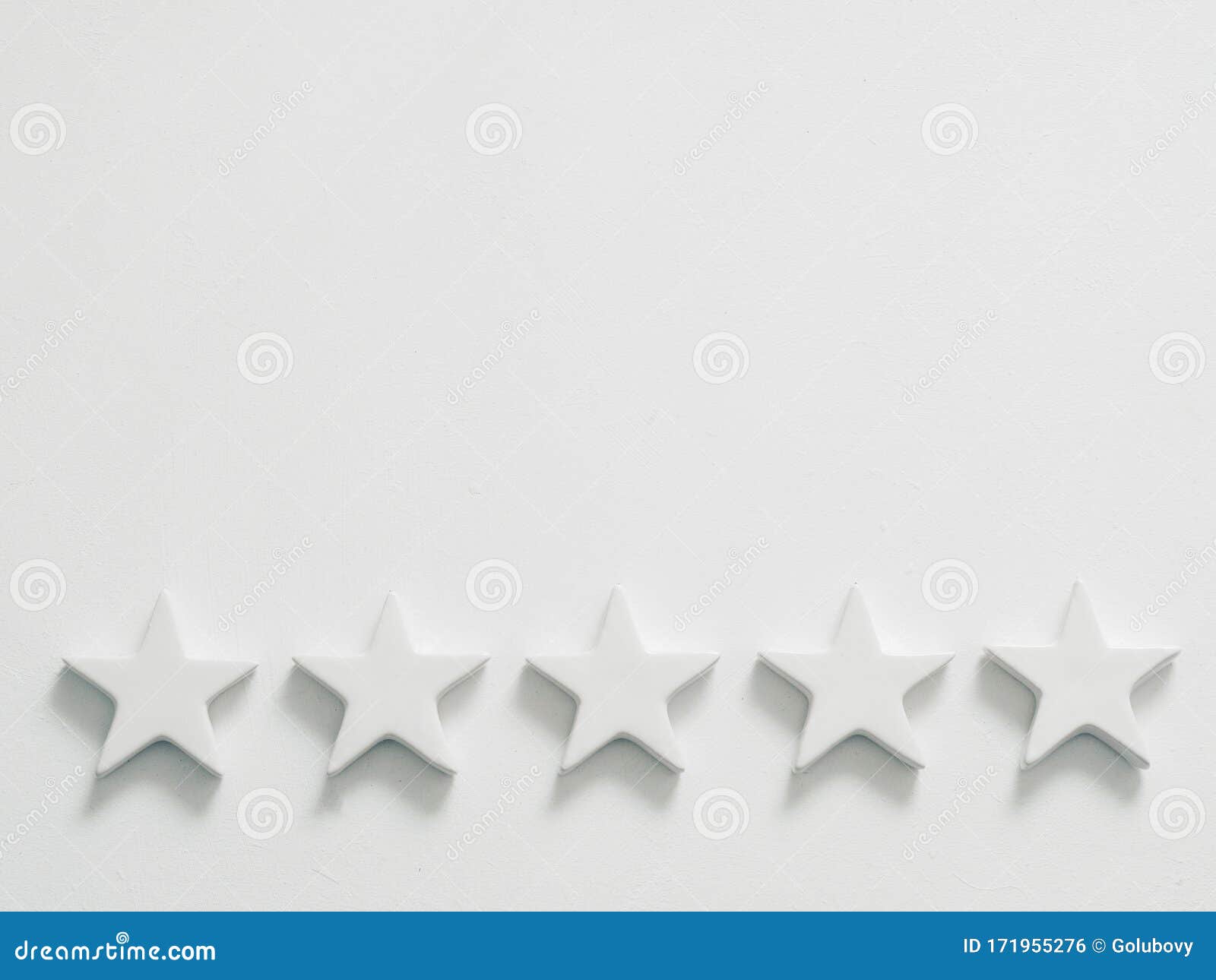 Quality Rating Five Stars Row White Background Stock Photo - Image of ...