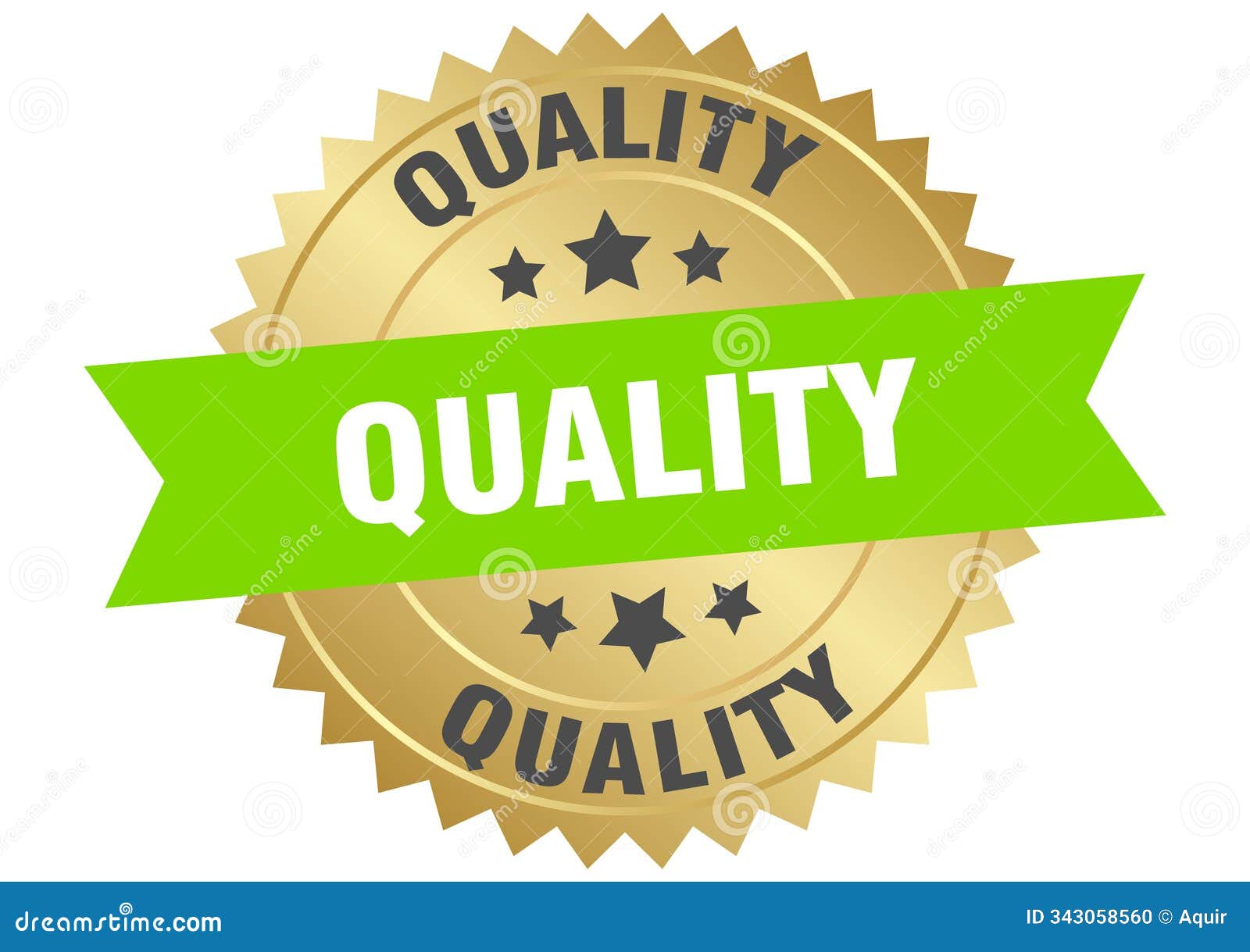 Quality. Quality Round Green and Gold Label Isolated on Transparent ...