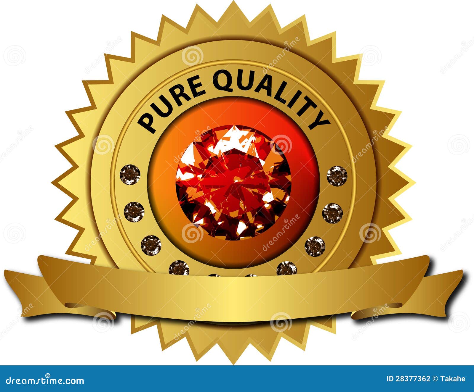 Quality Seal with Diamonds and Banner Stock Illustration - Illustration ...