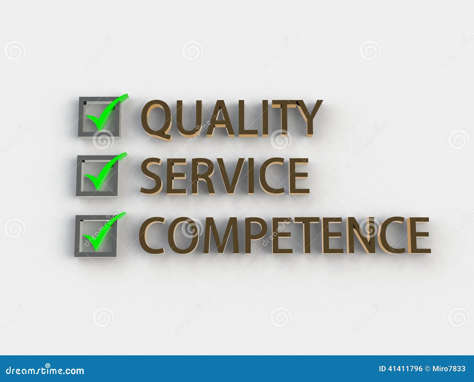 Quality, Service, Competence 3d Stock Illustration - Illustration of ...