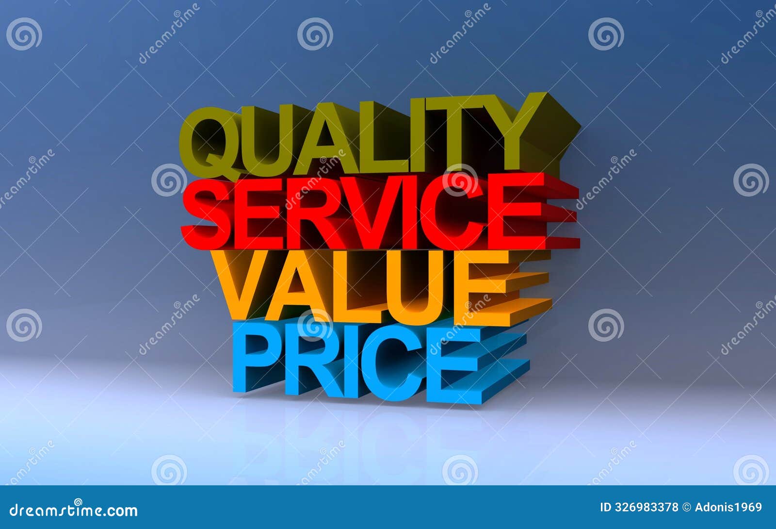 Quality Service Value Price on Blue Stock Illustration - Illustration ...