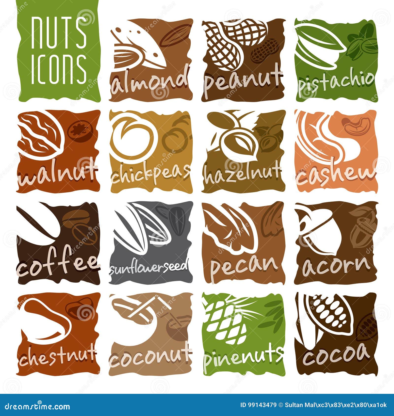 Nuts icon set stock vector. Illustration of health, leaf - 99143479