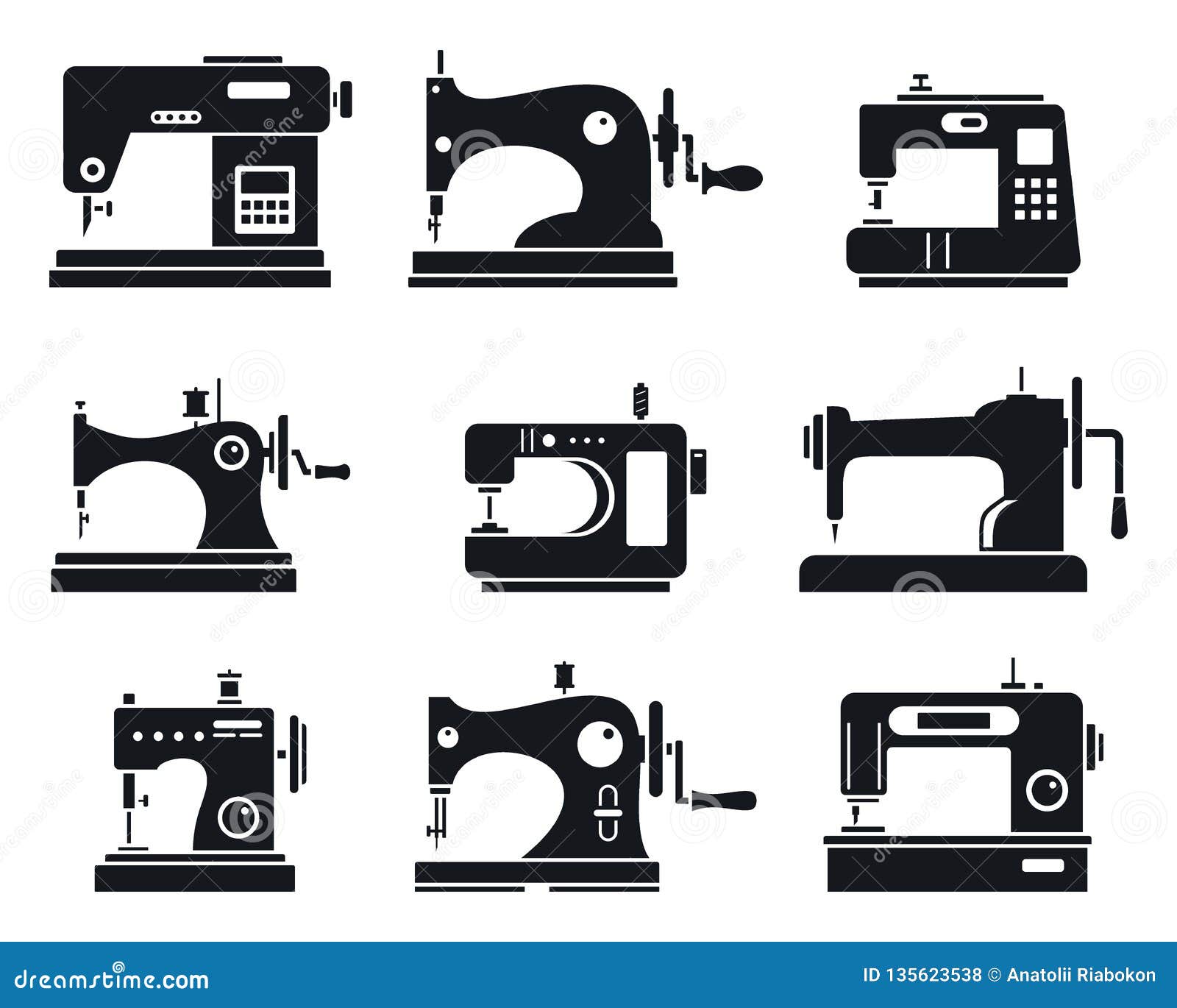 Quality Sew Machine Icon Set, Simple Style Stock Vector - Illustration ...