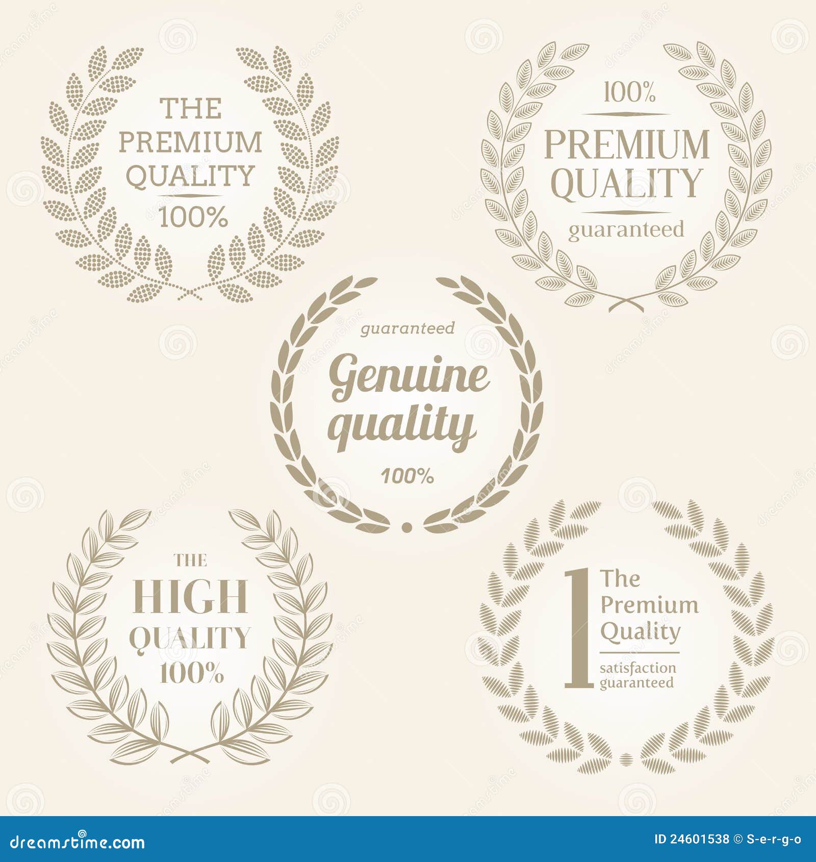 Quality Signs & Emblems with Laurel Wreath Stock Vector - Illustration ...