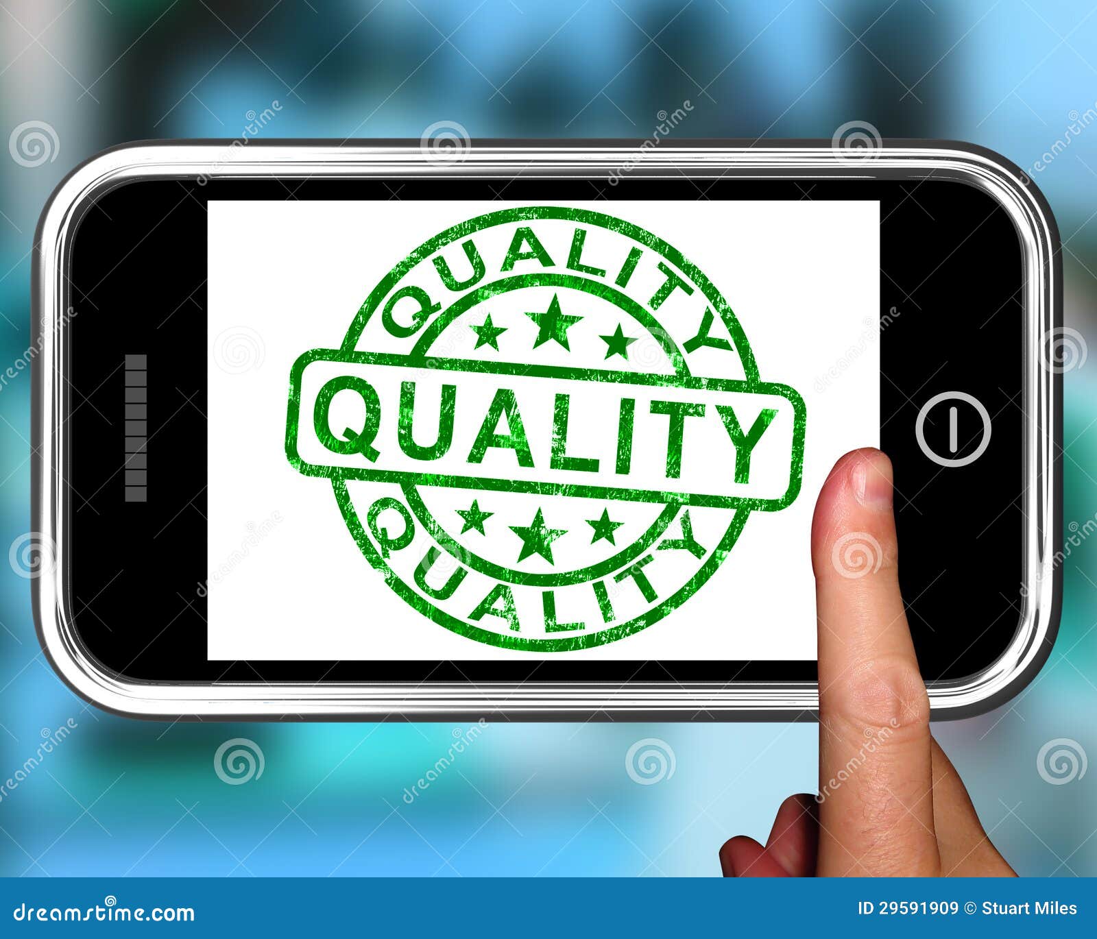 Quality on Smartphone Shows Premium Products Stock Illustration ...