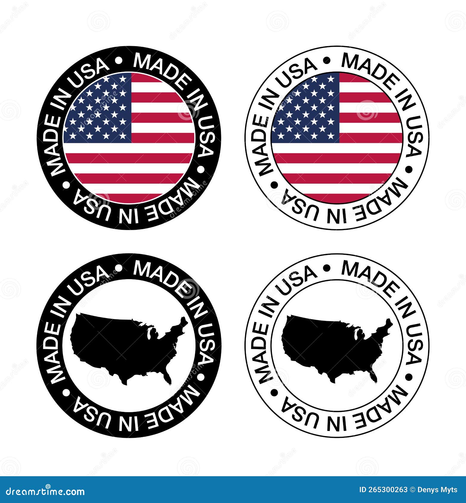 Set of Made in the USA Labels, Made in the USA, USA Flag, Product ...