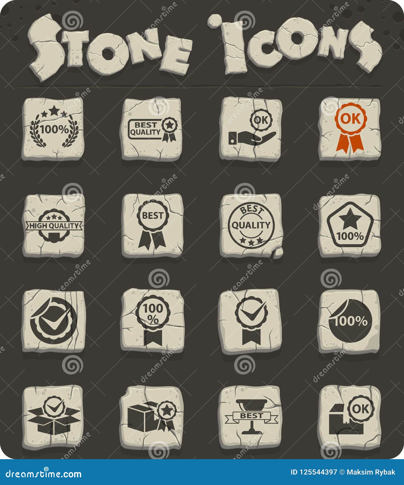 Quality stone icon set stock vector. Illustration of mark - 125544397