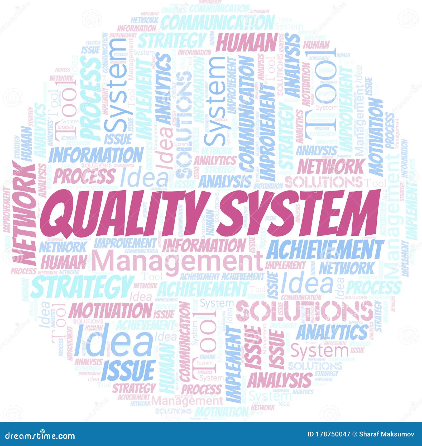 Quality System Typography Vector Word Cloud Stock Illustration ...