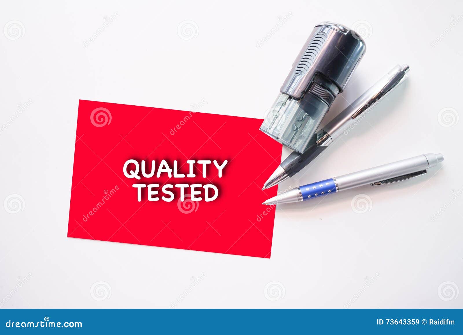 QUALITY TESTED concept stock image. Image of metallic - 73643359