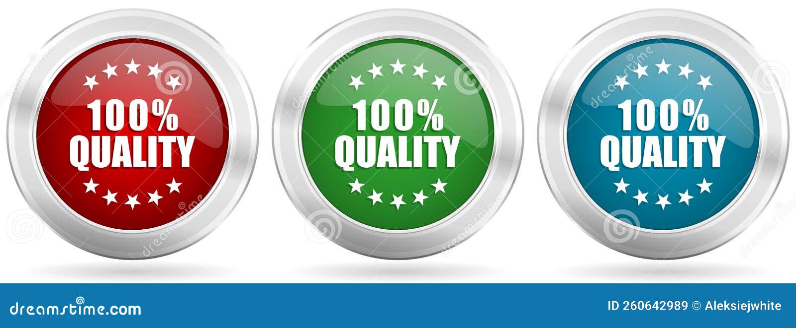 Quality Vector Icon Set. Red, Blue and Green Silver Metallic Web ...