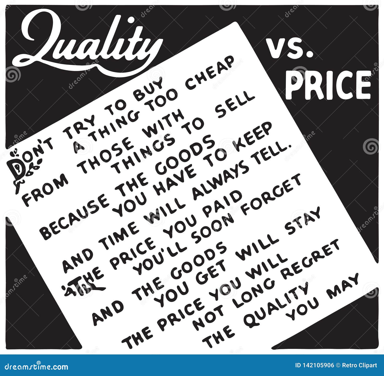 Quality Vs Price stock illustration. Illustration of borders - 142105906