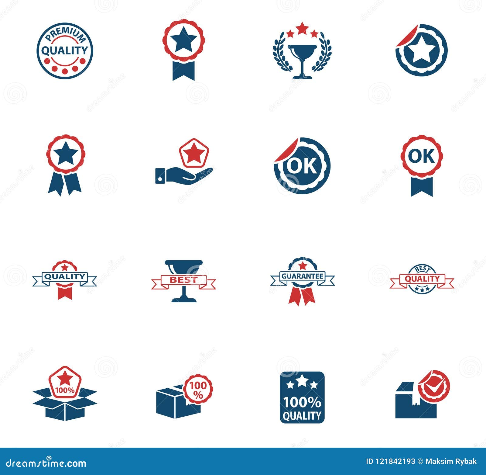 Quality icon set stock vector. Illustration of approval - 121842193