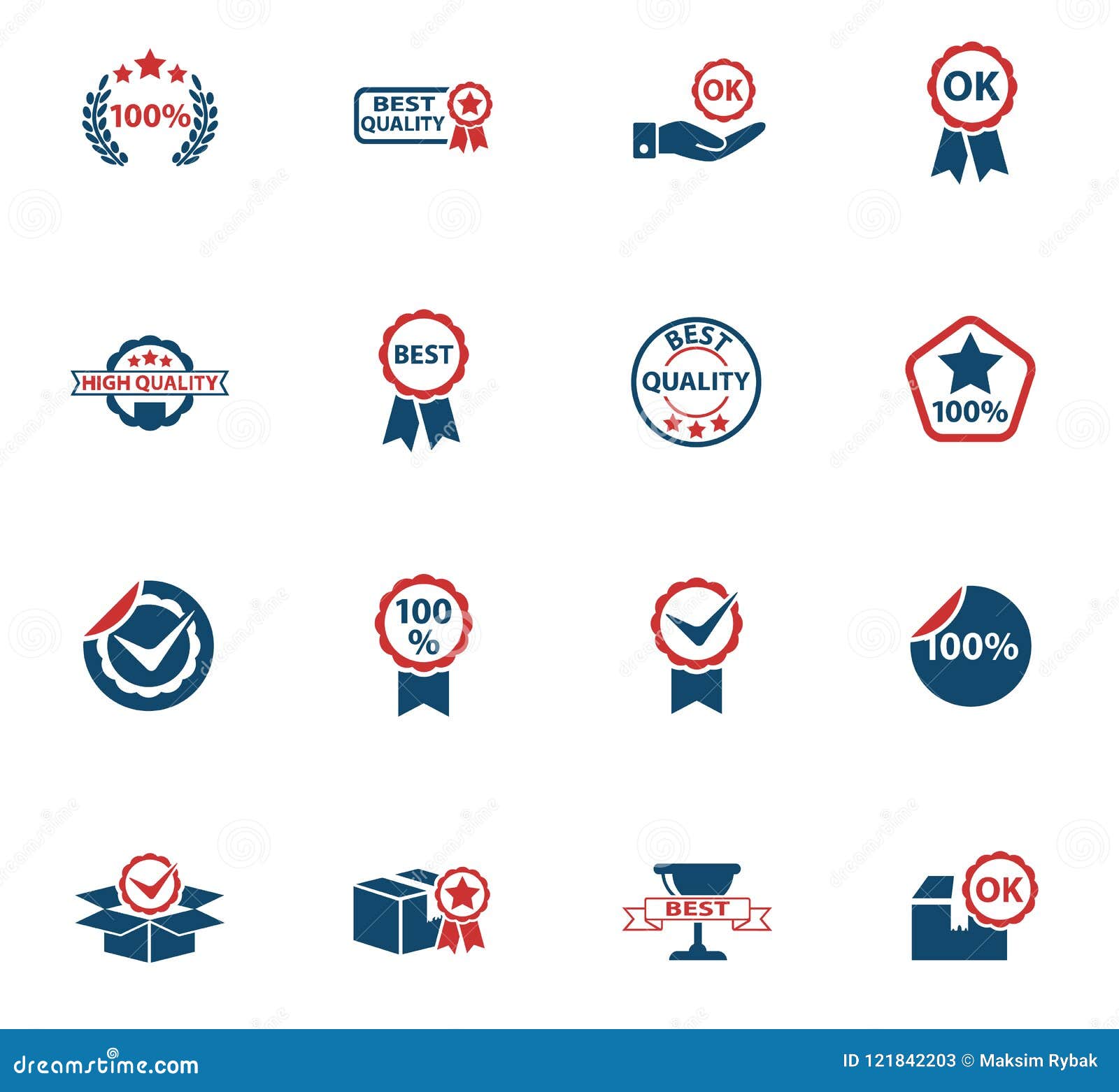 Quality icon set stock vector. Illustration of certificate - 121842203