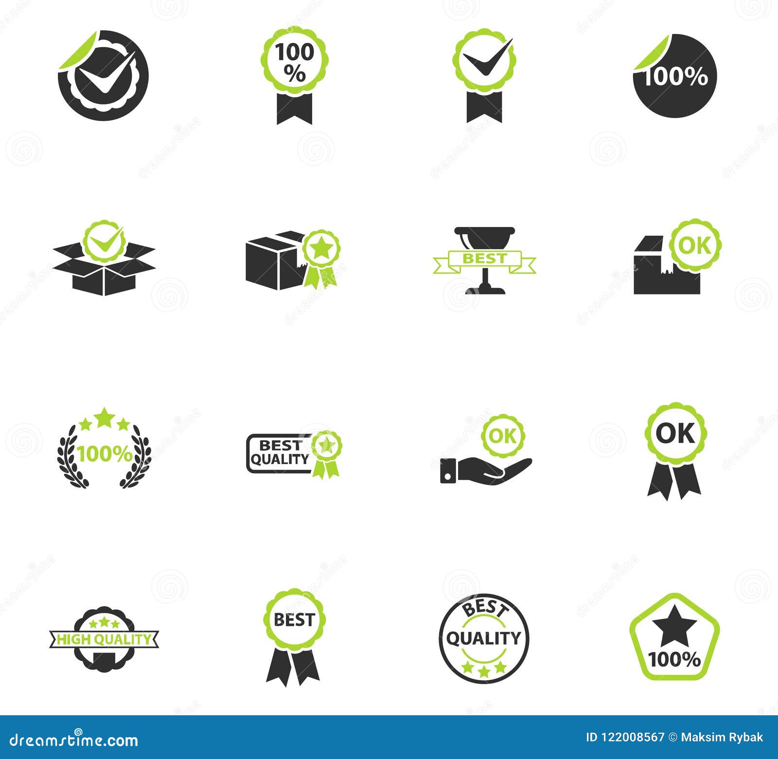 Quality icon set stock vector. Illustration of certificate - 122008567
