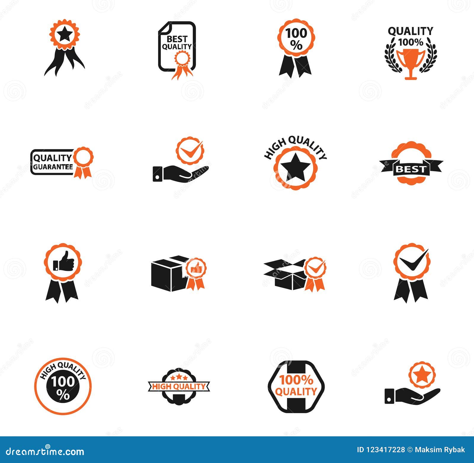 Quality icon set stock illustration. Illustration of mark - 123417228