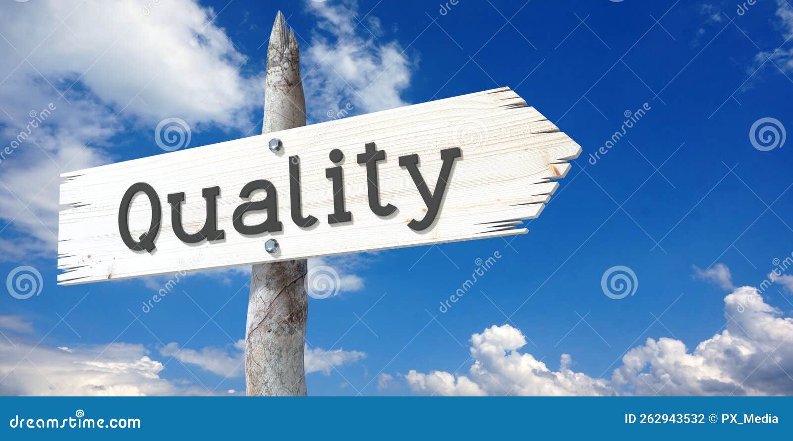 Quality - Wooden Signpost with One Arrow Stock Photo - Image of ...