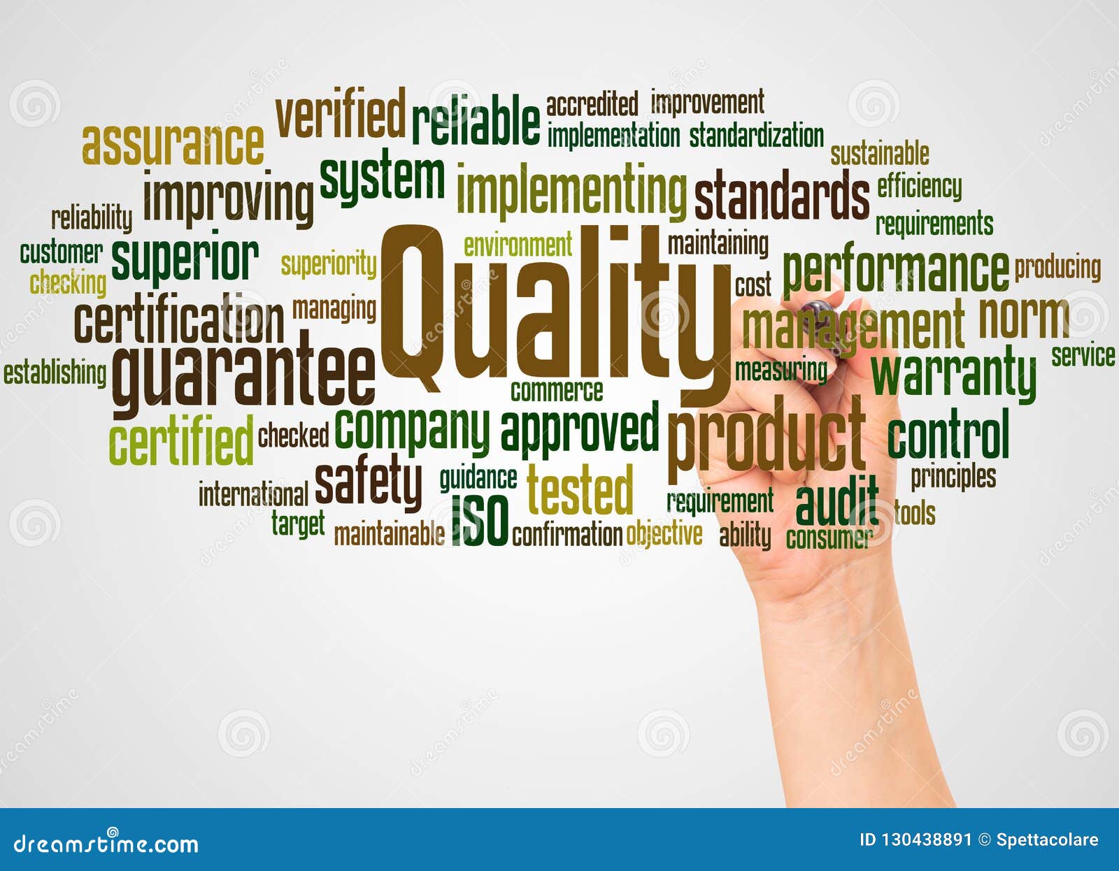 Quality Word Cloud and Hand with Marker Concept Stock Illustration ...