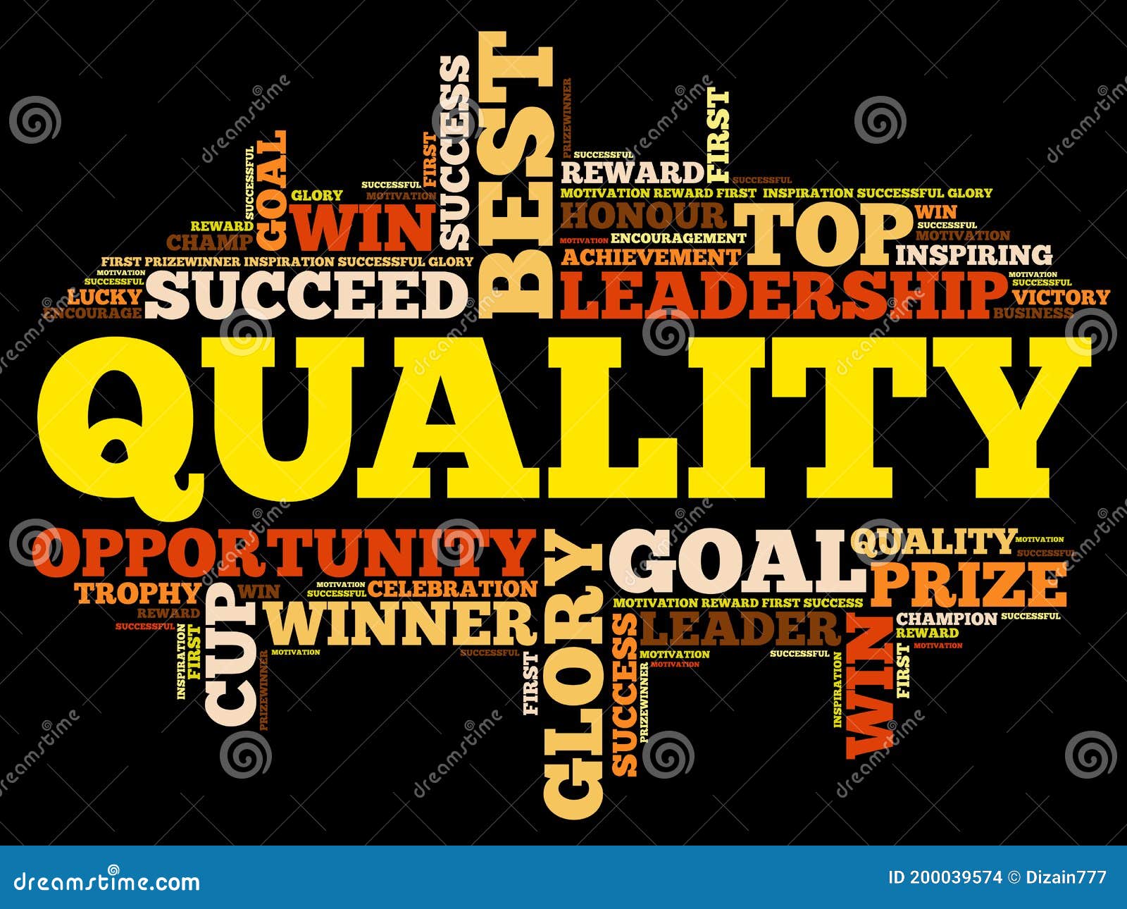 Quality word cloud stock illustration. Illustration of control - 200039574