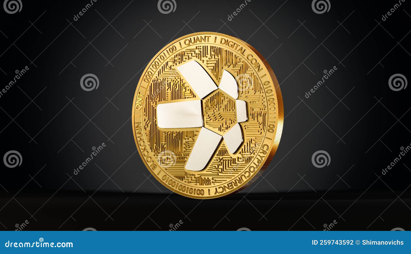 Quant Cryptocurrency, Qnt Token Sign and Logo on Golden Coin, 3d ...