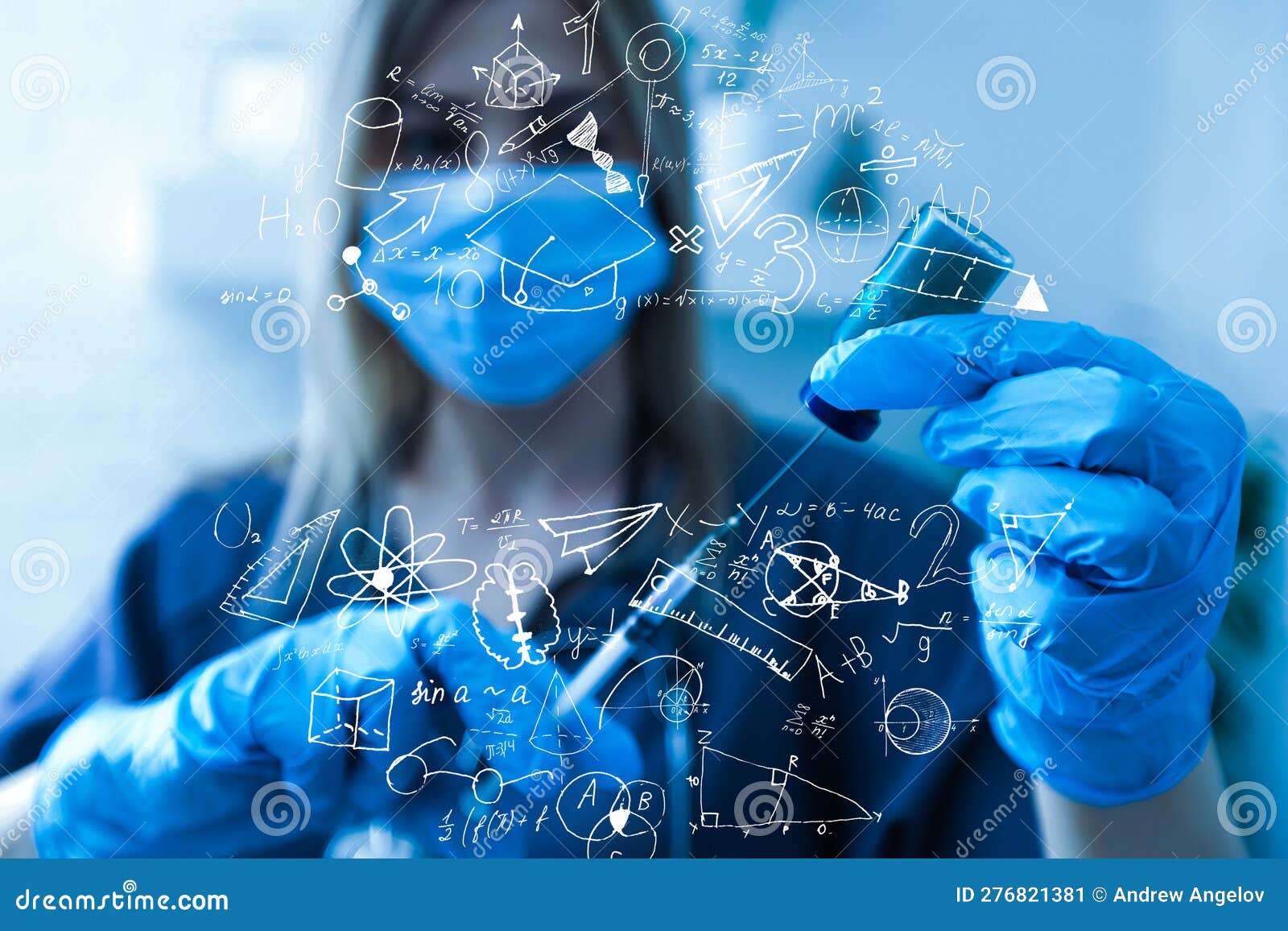 Quantitative Analyst is Drawing Different Math Formulas on the Glass ...