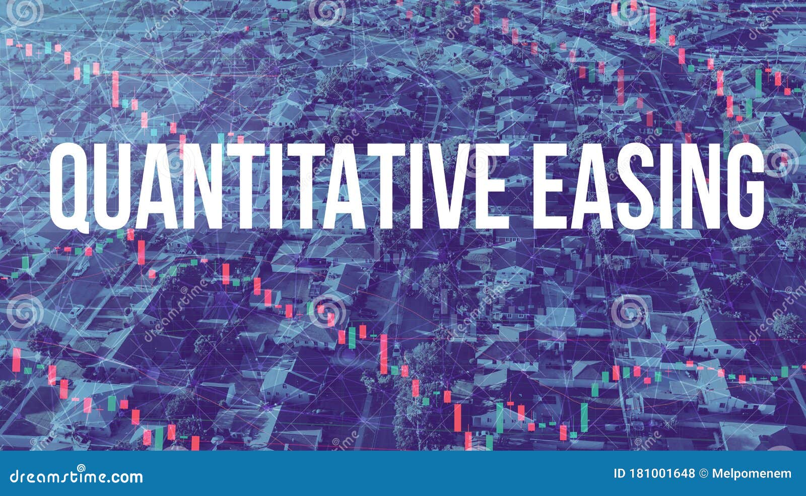 Quantitative Easing Theme with Aerial View of Residential LA Stock ...