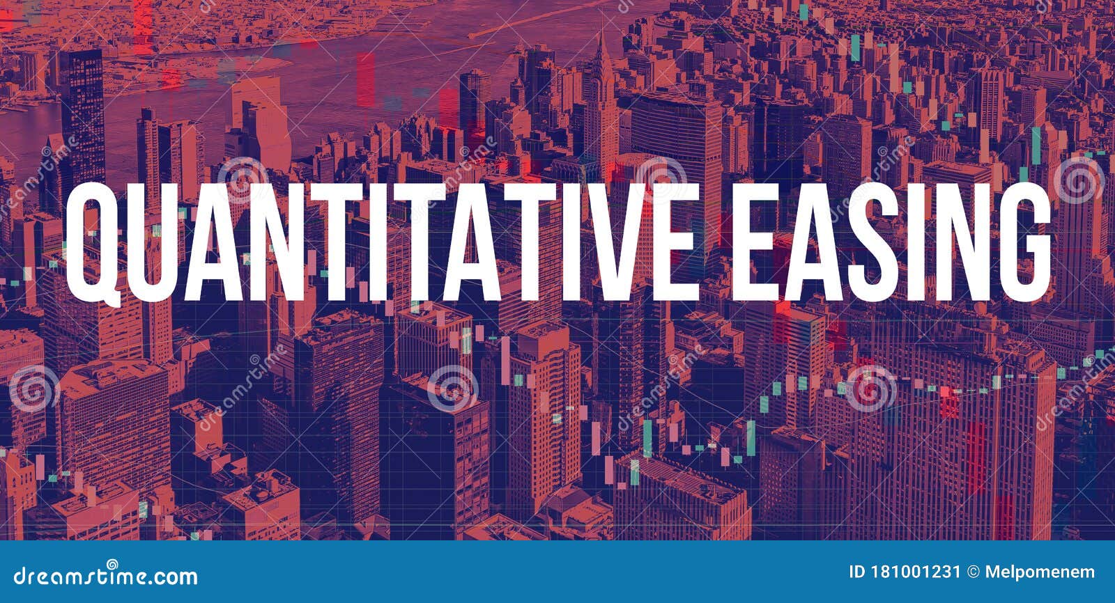 Quantitative Easing Theme with New York City Skyscrapers Stock Image ...
