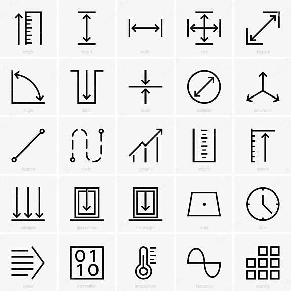 Quantities icons stock vector. Illustration of pictogram - 116173727