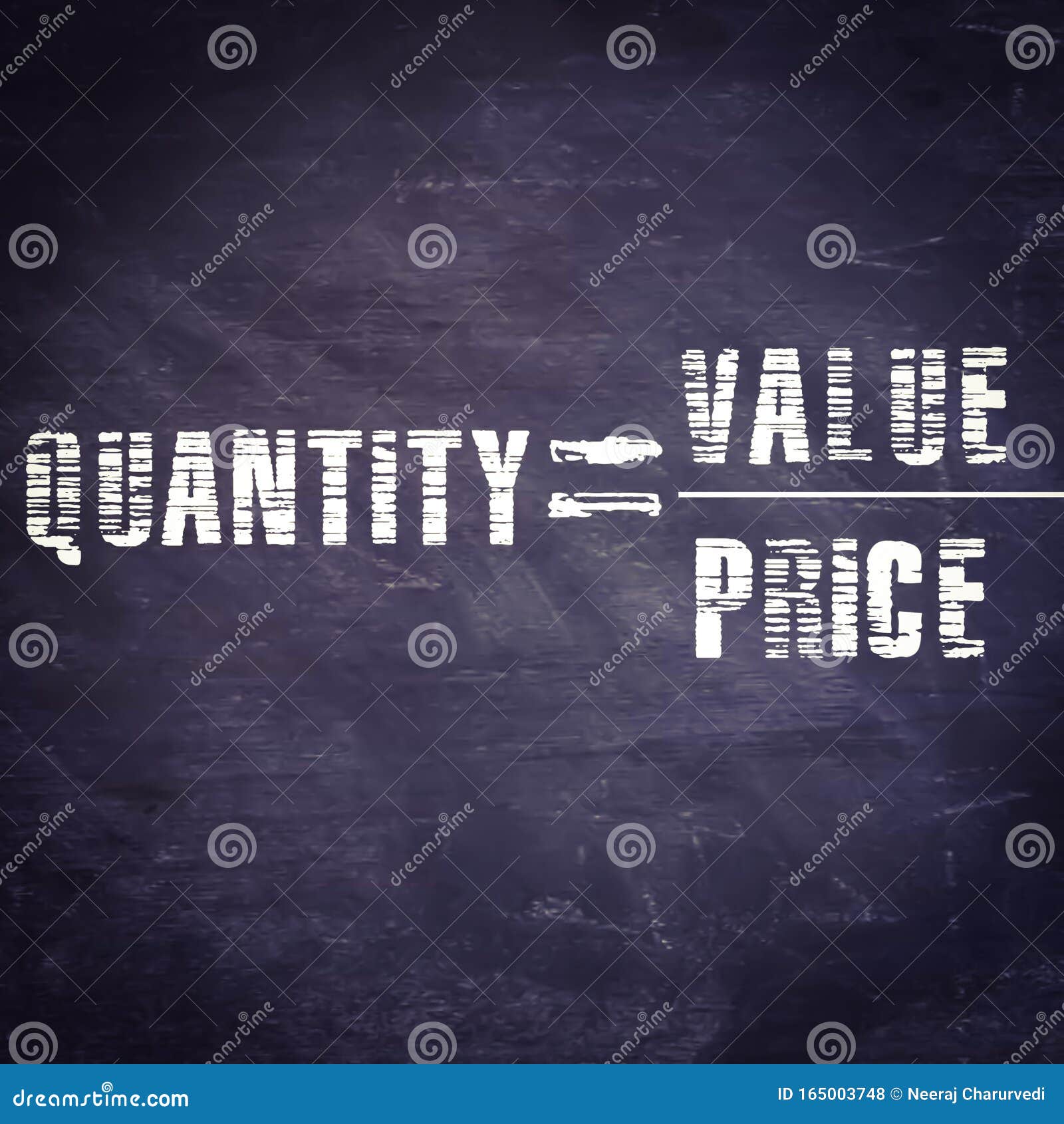 Quantity Equal To Value upon Price Equation Displayed on Chalkboard ...