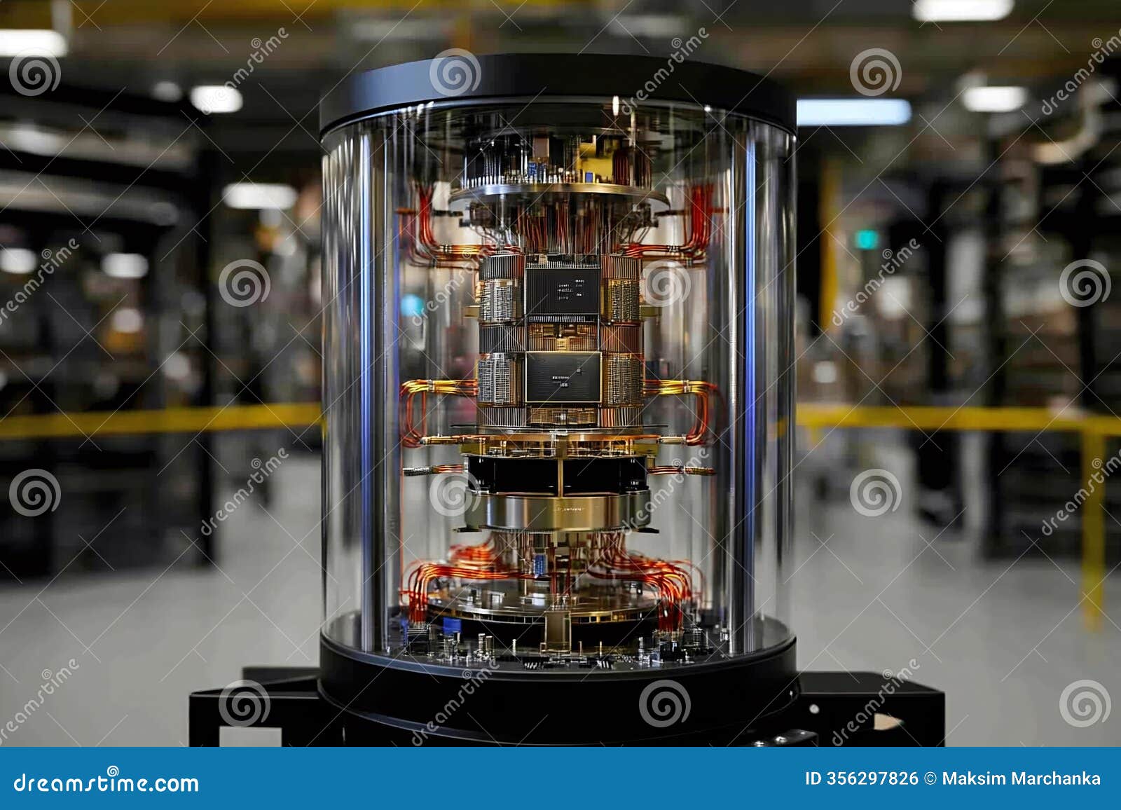 Quantum Chip Encased in Futuristic Glass Enclosure Stock Photo - Image ...