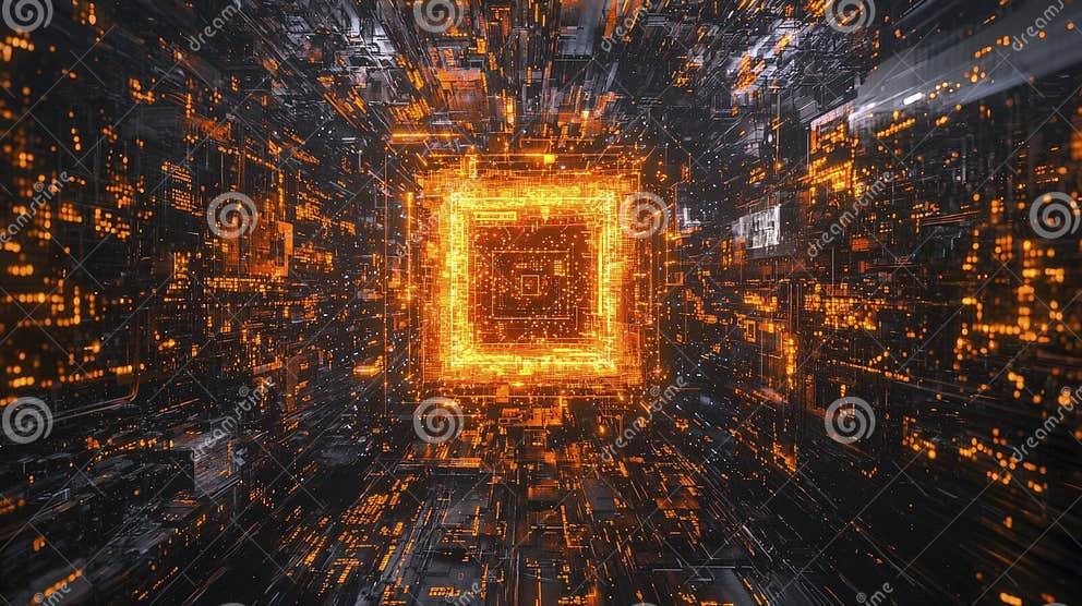 Quantum Chip Processing Data Stream in a Futuristic Environment Visual ...