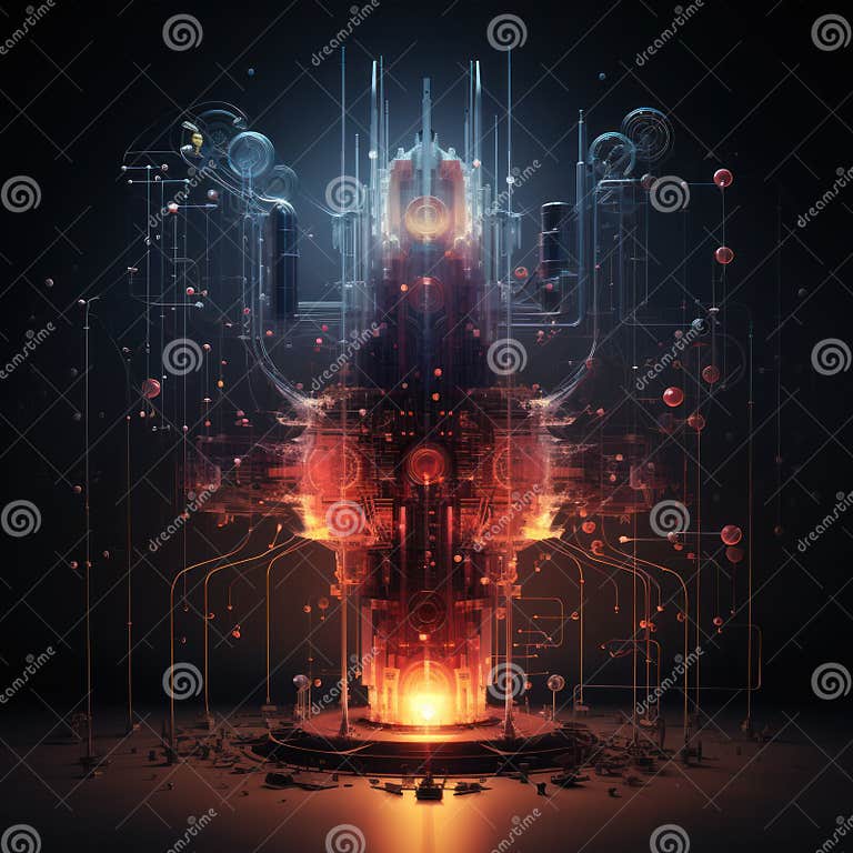 Quantum Computer. Abstract Quantum Computing Circuit with Futuristic ...