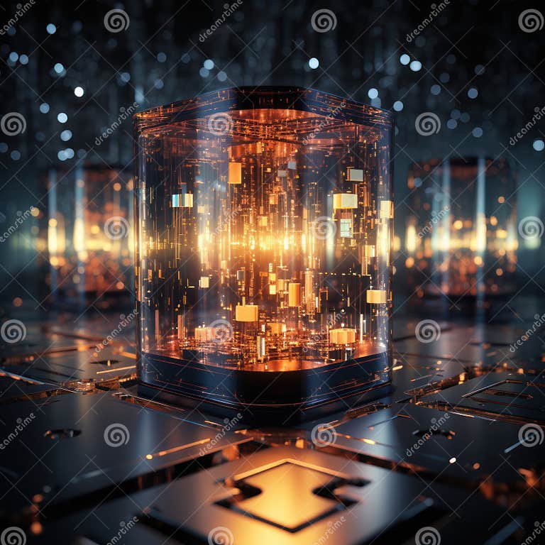 Quantum Computer. Abstract Quantum Computing Circuit with Futuristic ...