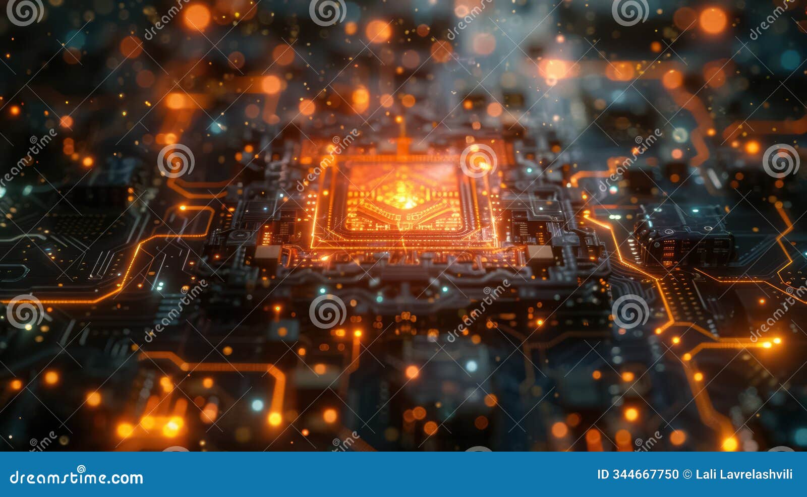Quantum Computer Concept with CPU Processor Stock Illustration - Illustration of information ...